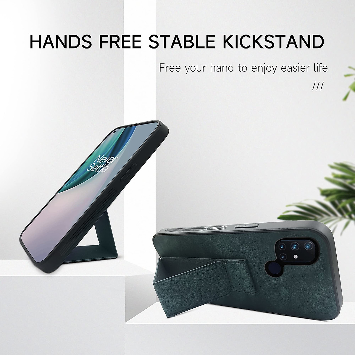 Compatible with OnePlus Nord N10 5G Mobile Cover with Magnetic Kickstand Vertical Stand Holder Thin Slim TPU Full Body Cell Phone Cover for One Plus N 10 G5 1 Plus 10N 1plus One+ 1+ N105G Women Green