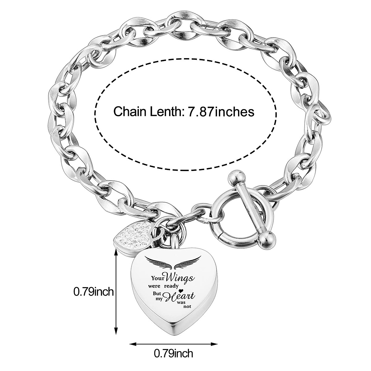 XIUDA Urn Bracelet for Ashes Cremation Bracelet Ashes Bracelet Heart Locket Holder Bangle Link Chain Women Men