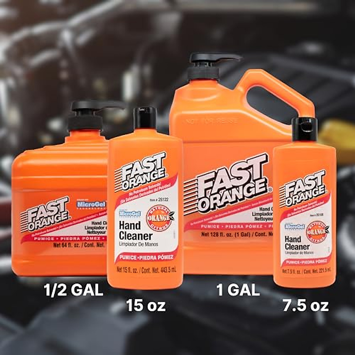 Fast Orange 25122 Pumice Lotion, Heavy Duty Hand Cleaner, Natural Citrus Scent, Waterless Cleaner For Mechanics, Strong Grease Fighter, 15 oz