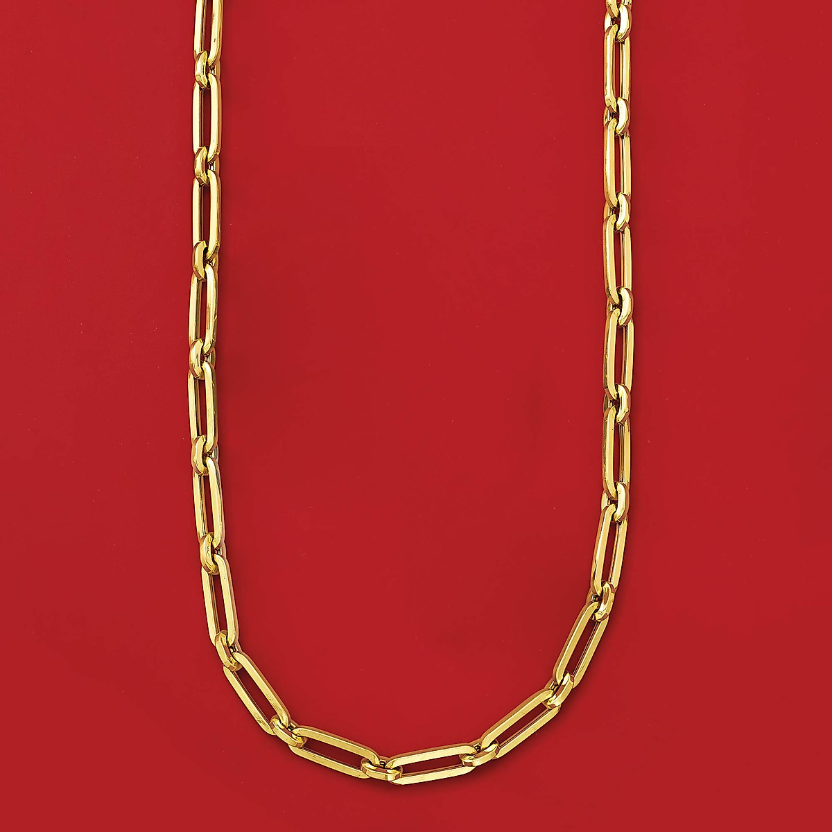 Ross-Simons Italian 14kt Yellow Gold Alternating Paper Clip Link Necklace. 20 inches
