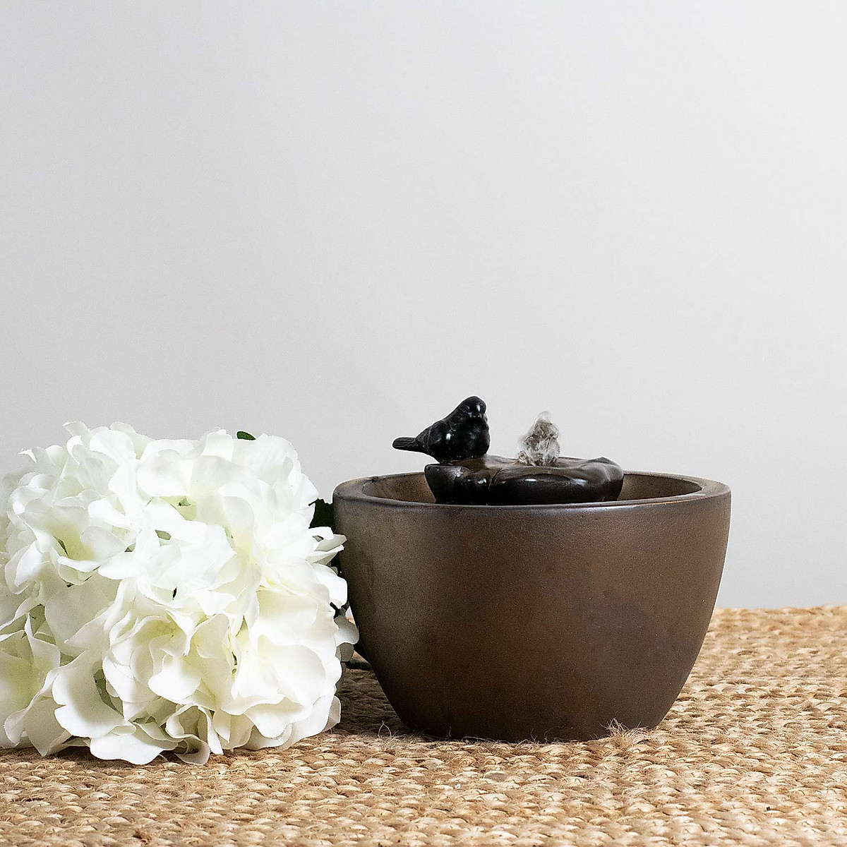 Foreside Home & Garden Bronze Bird on Leaf Indoor Water Fountain with Pump