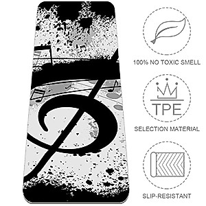 Yoga Mat, Yoga Mats for Home Workout, Workout Mat, Exercise Mats, Pilates Mat, Music Note