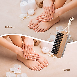 Foot Scrubber Brush with Pumice Stone for Feet Hands, Wooden Cleaning Fingernail Scrub Brush, Finger Toes Nails Cleaner Brushes with Stiff Bristles for Scrubbing Fingernails 2 in 1 Manicure Pedicure