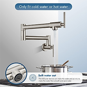 Cinwiny Pot Filler Wall Mount Kitchen Restaurant Sink Faucet Stainless Steel Stretchable Commercial with Brushed Nickel Free standing Bathtub Faucet Floor Mount Tub Filler Double Cross Knobs