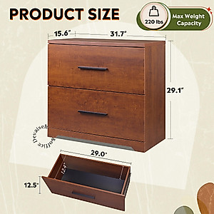 DEVAISE 2 Drawer Wood Lateral File Cabinet with Anti-tilt Mechanism, Storage Filing Cabinet for Home Office, Walnut