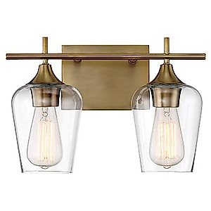 Savoy House 8-4030-2-322 Octave 2-Light Bathroom Vanity Light in a Warm Brass Finish with Clear Glass (14" W x 9" H)