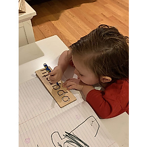 Bodima Educational Wood Handwriting Stencil Set | Easy-to-Use Handwriting for Kids & Preschoolers | Montessori Letters Stencils for More Convenient Handling & Tracing