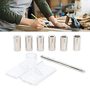 Drill Bushing Set, 8 Pcs Self Centering Dowel Jig Kit 6 Size Inner Diameter Alloy Steel Drilling Guide Centering Puncher Locator Set, Tips