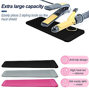 1Pack Silicone Heat Resistant Mat Pouch for Hair Straightener, Curling Iron, Flat Iron and Hot Hair Tools Black