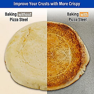 TCFUNDY Pizza Steel for Oven, Baking Steel Pizza Stone for Grill and Oven, Pre-Seasoned Solid Carbon Steel Non-Stick Pizza Pans, 13.5"x10"x¼"