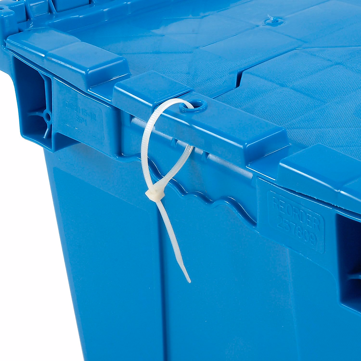 Monoflo Global Industrial Plastic Distribution Container With Hinged Lid, 21-7/8x15-1/4x12-7/8, Blue