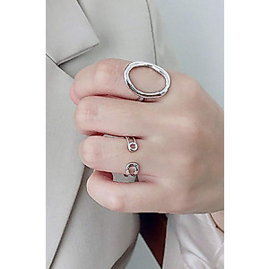 Minimalist Open Band Ring for Women Girls 925 Sterling Silver Expandable Statement Stackable Paperclip Safety Pin Toe Knuckle Eternity Rings Fashion Dainty Cute Mother's Day Jewelry Gift