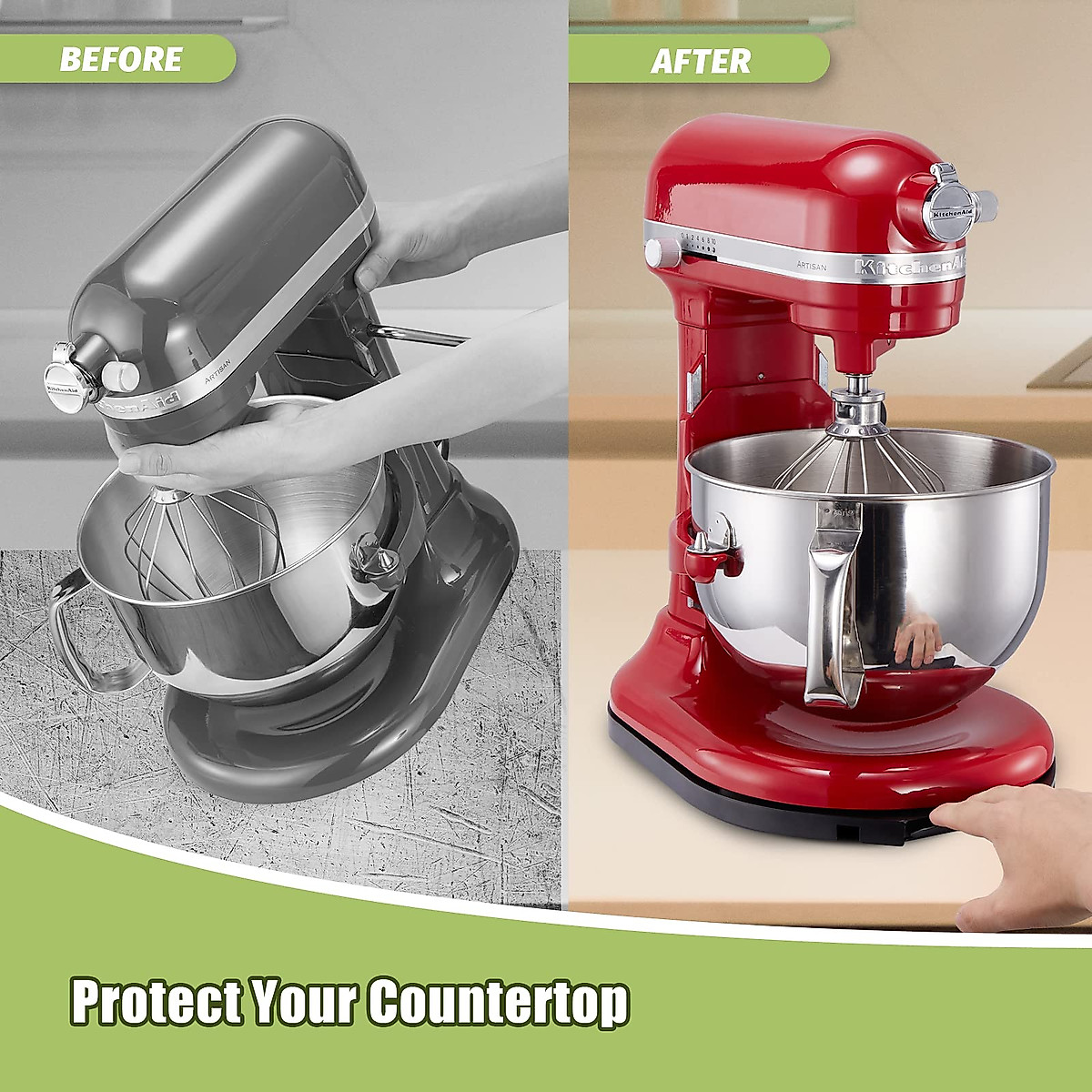 Mixer Sliding Tray for KitchenAid 5-8 Qt Bowl Lift Stand Mixer - Metal Rolling Tray Kitchen Countertop Appliance Slider Storage Moving Caddy with Wheel for KitchenAid 5-8 Qt Stand Mixer