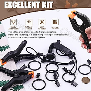 WOKAPE 22 Packs Photography Backdrop Clips Clamps, Include 10 Curtain Ring Clips, 6 Spring Clamps, 6 Leather Background Clips Holder for Photo Studio Backdrop Background Helper Photo Clamp