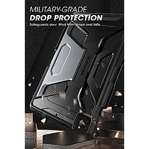 SUPCASE Unicorn Beetle Series Case for iPad Pro 12.9 inch (2022/2021), with Built-in Apple Pencil Holder Full-Body Kickstand Rugged Protective Case for iPad Pro 12.9 6th/5th Gen (Black)