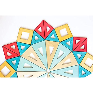 Earthtiles Wooden Magnetic Tiles by Big Future Toys - 100 Piece Set | Montessori Toys | Sensory Toys | Wooden Magnetic Blocks | STEM Building Toys | Wooden Blocks for Toddlers| Toddler Toys Age 3+