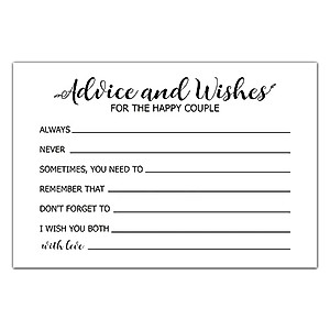 Advice and Wishes Cards for The Happy Couple, Mr and Mrs, Bride & Groom, Newlyweds, Wedding Advice Cards Perfect for Bridal Shower, Wedding, Wedding Guest Book Alternative, Pack of 50 4x6 Inch