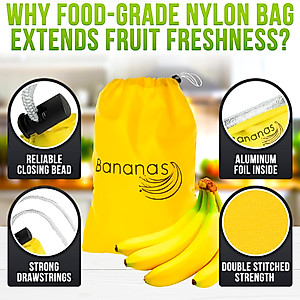 Banana Bag Yellow Products Bag - Fruit and Vegetable Storage Magic Bag Fruit Organizer for Refrigerator Reusable Grocery Bags - Washable Storage Bag Potato Sack Reusable Food Saver Bags Seed Sack Bags