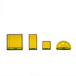 hand2mind Plastic Fillable 3D Shapes, Yellow Geometric Solids for Measuring Volume (Set of 14)