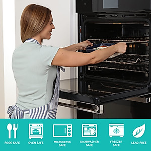 Casserole Dish Set - 3 Ceramic Baking Dishes for Oven with Silicone Oven Mitt - Rectangular Bakeware is Microwave, Freezer and Dishwasher Safe - Cooks Evenly and Saves Space with Nesting Design