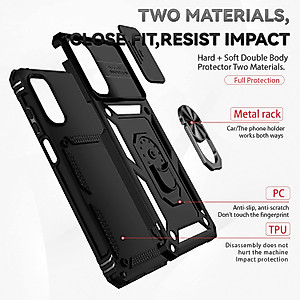 Compatible with Motorola Moto G 5G 2022 Phone Case,[2 Pack] HD Screen Protector.Military Grade Heavy Duty Shockproof Cover Case,Built Camera Protection Cover & Kickstand,for Moto G 5G 2022 Case Black