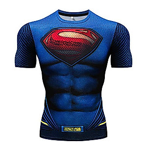 Men's Super-Hero Series Compression Sports Shirts Fitness Tee Gym Tank Top-1#-L