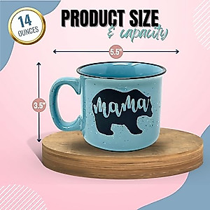 Mama Bear Coffee Mug for Mom, Mother, Women, Wife - Unique Fun Gifts for Her, Mother's Day, Christmas (Teal)