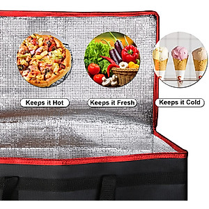 musbus For doordash catering bag 22x14x13 Black Red Insulated Food Delivery Bag Cooler Bags Keep Food Warm Catering Therma for doordash Catering Cooler BagsTherma Shopper hot XXXL 22w x 14 lx 13d