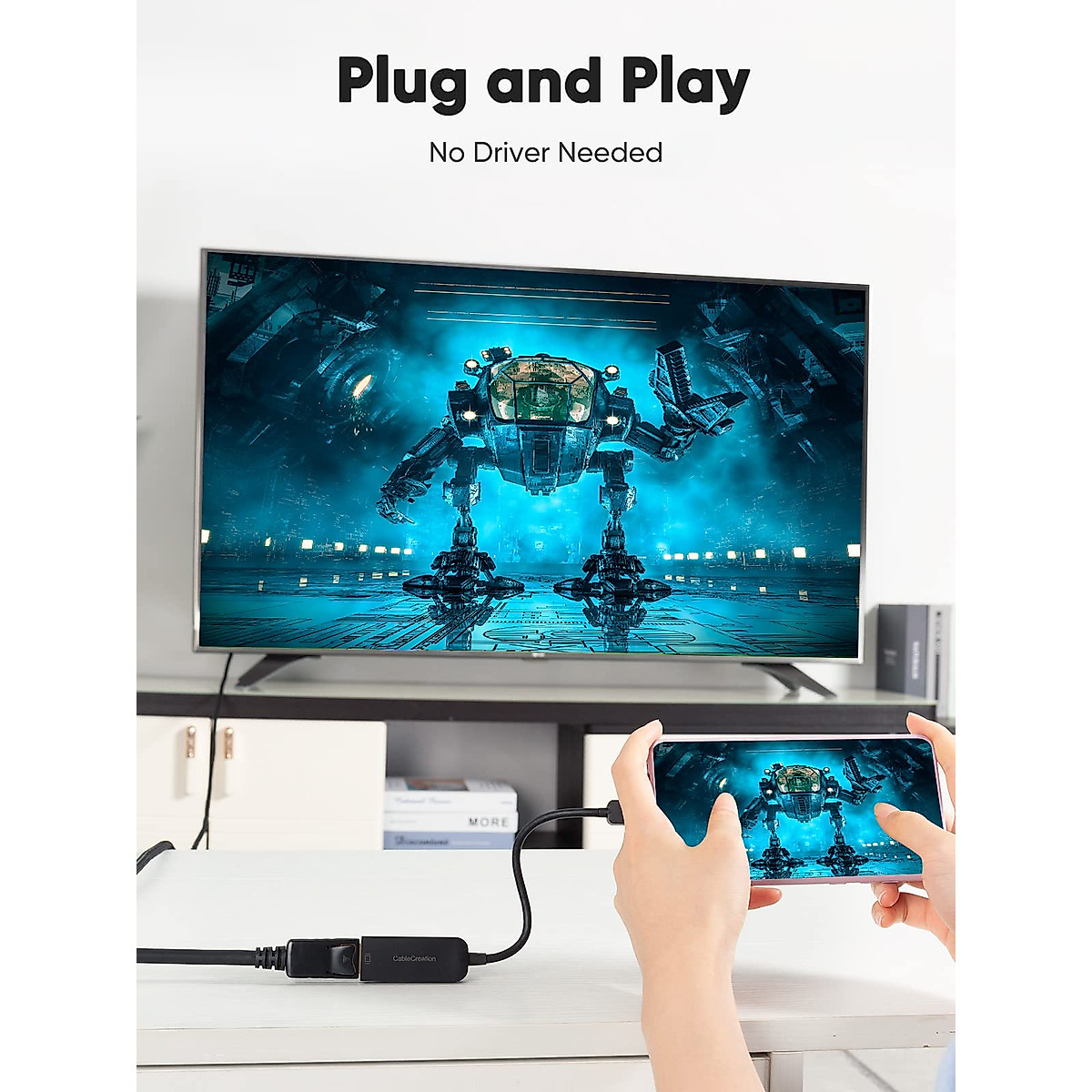 CableCreation USB C to DP Adapter 4K@60Hz, USB C to DisplayPort Adapter, Compatible with iPhone 16 15 Pro Max Plus, MacBook Pro Air, Mac Mini, iPad Pro, XPS, Galaxy, Rift S, Black