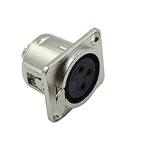 GDQLCNXB XLR Female Jack 3 Pin Panel Mount Jacks, XLR Female Socket Audio Speaker Microphone Connector 4Pcs,Silver Metal Housing