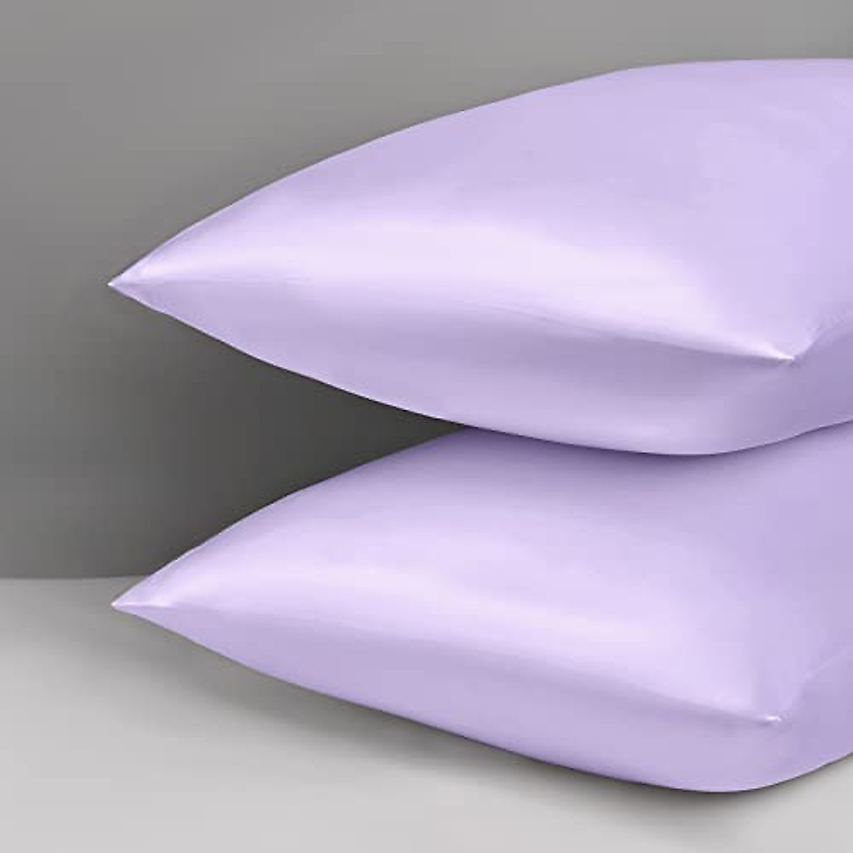 Satin Pillowcase for Hair and Skin, 2 Pack Lavender Silk Pillowcase Queen Satin Pillowcases with Envelope Closure(Lavender,20x30 inches)