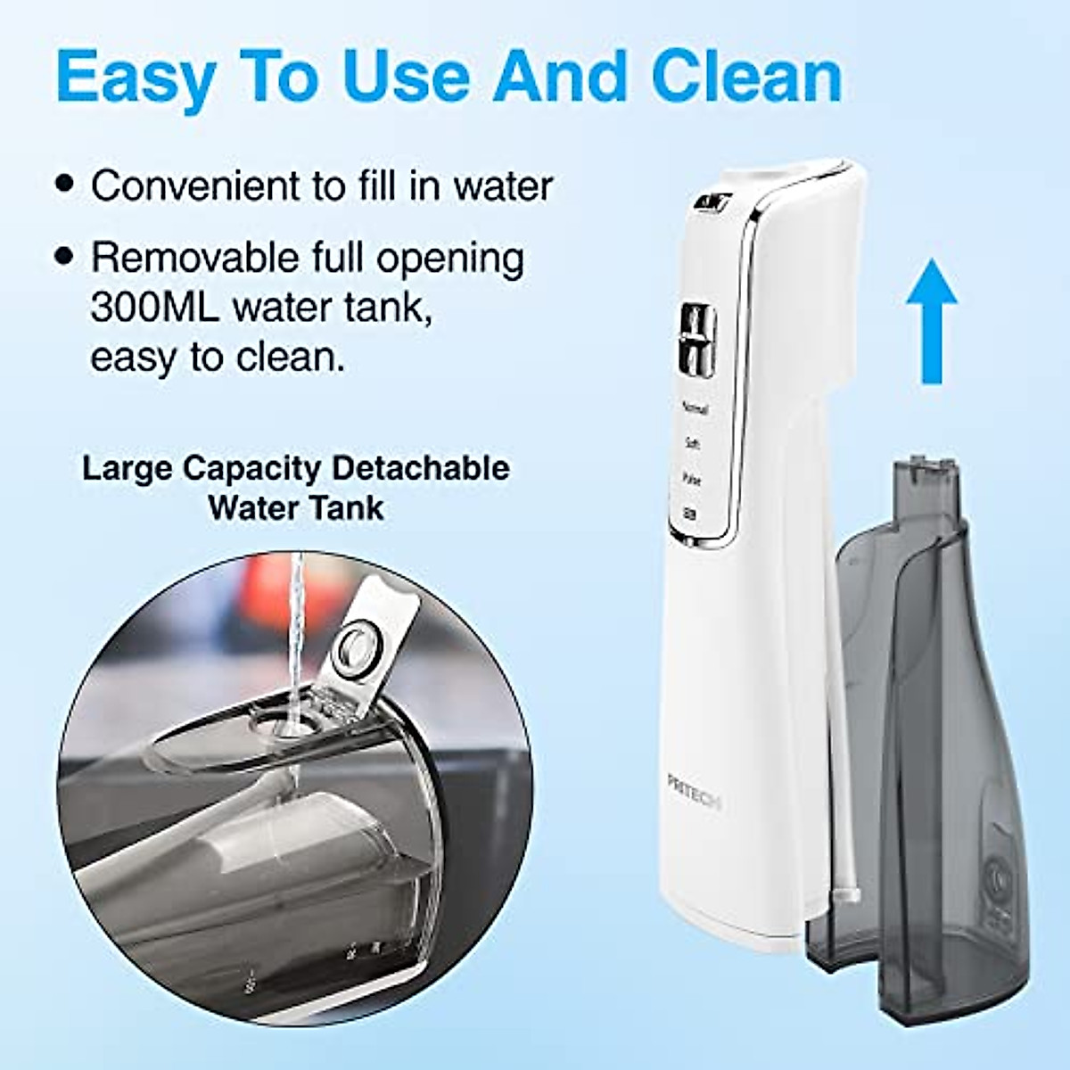 Water Flosser Cordless Teeth Cleaner - Pritech Professional Oral Irrigator Dental Calculus Remover for Travel & Home, Braces & Bridges Care, Tartar Scraper Plaque Remover for Teeth…