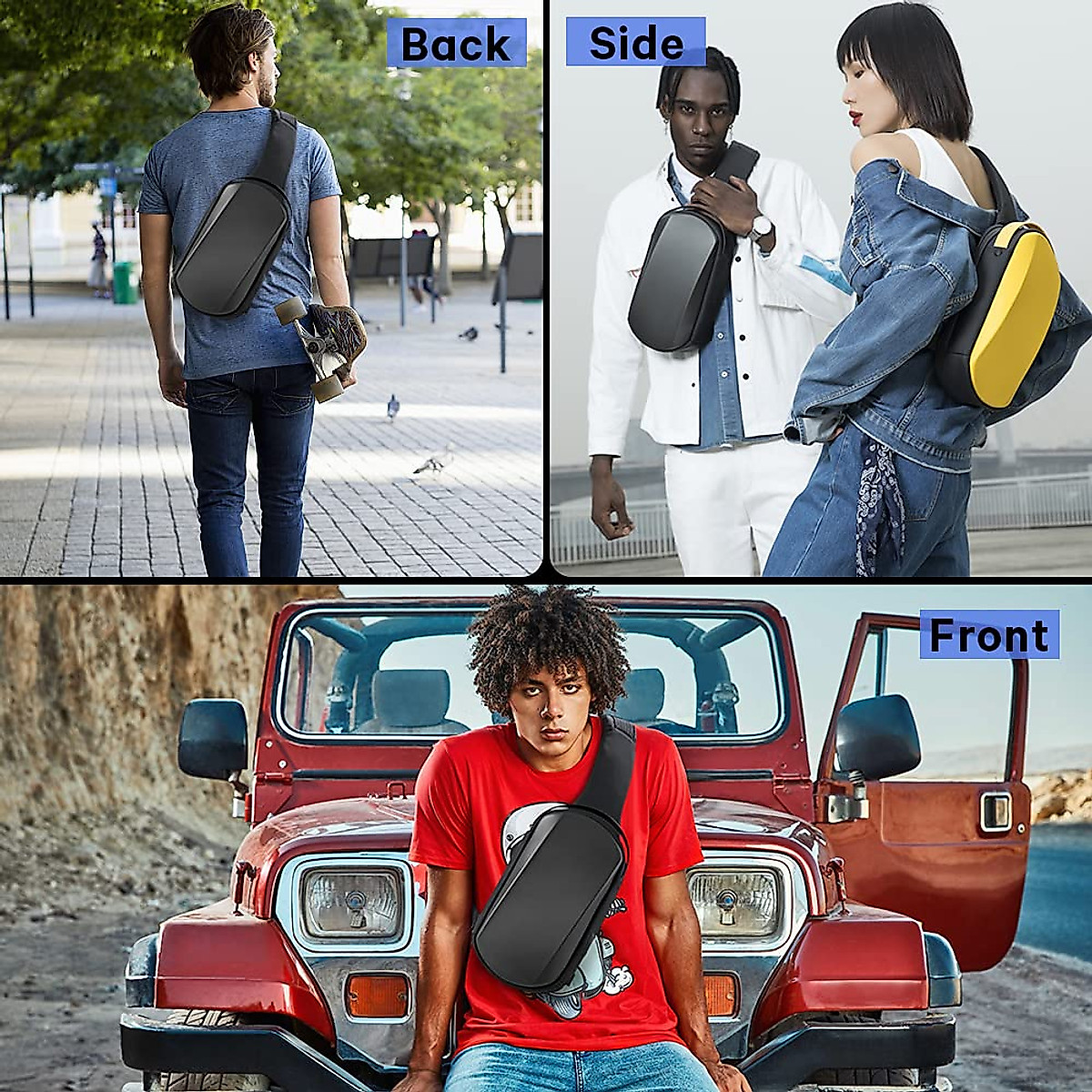 BANGE Sling Bag For Men,Safe Protect Hard Shell Crossbody Bag,One Strap Travel Sling Backpack,Waterproof Hiking Biking Shoulder Bag For Men and Women…