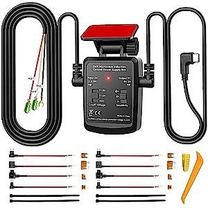 Dash Cam Hardwire Kit USB C Microwave Radar Sensing Dashcam Hardwiring Kit 12V-24V to 5V/3A Dash Camera Adapter Hardwire Charger Cable 11.5ft (Type C USB)