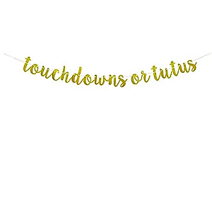 Touchdowns or Tutus Banner For Baby Shower Gender Reveal Party Decorations Pre-strung Gold Glitter Paper Banner Gold yujiaonly