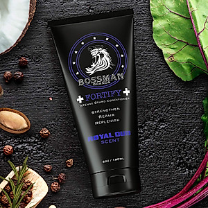 Bossman Fortify Intense Beard Conditioner - Shower Beard Wash - Beard Straightener for Men - Moisturizer and Beard Softener for Men - Beard Growth Products - Made in USA (Royal Oud Scent)