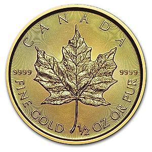 1979 - Present (Random Year) CA 1/2 oz Canadian Gold Maple Leaf Coin Brilliant Uncirculated with Certificate of Authenticity $20 BU