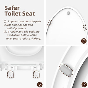 Toilet seat with toddler seat built in, Potty training toilet seat, Magnetic kids toilet seat, Fits both adult and child, Slow-Close, Toddler toilet seat attachment, ELONGATED, Heavy Duty,White(18.5”)