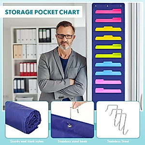 Fuutreo 4 Pack Heavy Duty Storage Pocket Chart with 40 Pockets 12 Overdoor Hangers Hanging Wall File Organizer Magazine Organizer for Classroom School Home Office