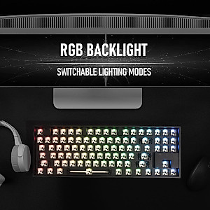 Hunfuthr AL87 RGB Hotswap Mechanical Gaming Keyboard Kit 87keys Aluminum Alloy Shell Keyboard Kit Triple Mode Connection with Replaceable MX Switch 5Pin/3Pin Sound Insulation Mat(Black)