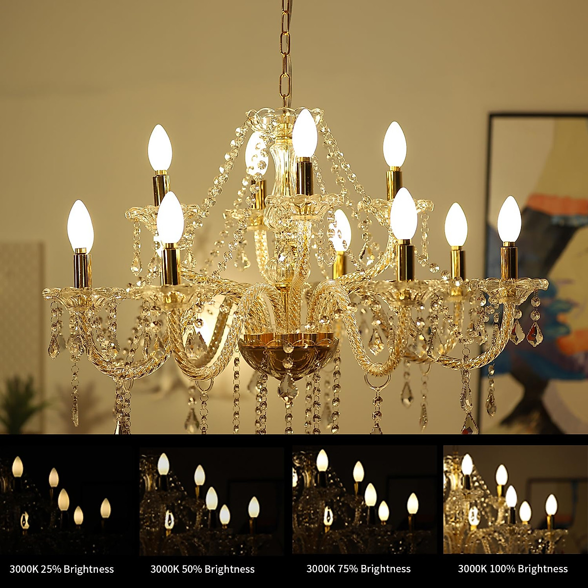 OMAYKEY 6W Dimmable LED Candelabra Bulbs 60W Equivalent 600 Lumens, 3000K Soft White E12 Candelabra Base, Vintage Edison Style B11 / C35 Milky White Glass LED Filament Chandelier Light Bulb, 10 Pack