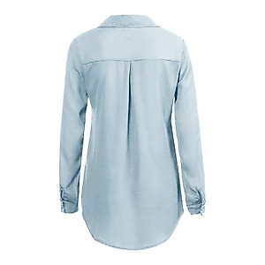 2023 Summer Fall Elegant Shirt for Women Dressy Button Up Blouse Long Sleeve Lapel Blouses Flowy Chiffon Tops Work Office Clothes Track Orders to Be Delivered Dancewear Craftcore