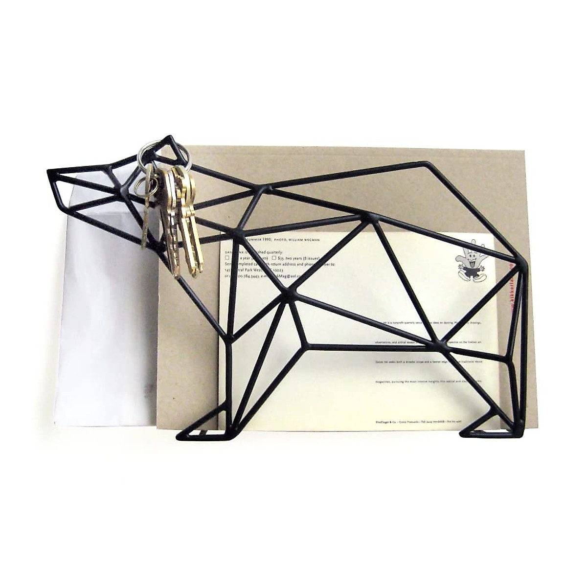 Kikkerland Bear Wall Mount Letter Organizer, 24.9 x 5.1 x 15.5 cm, Black