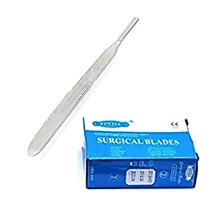 100 Scalpel Sterile Blades #22 with Free Scalpel Handle #4 (Laja Imports Brand) for Educational Use