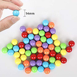 Witlans 60pcs Chinese Checker Game Replacement Balls,6 Solid Color 14mm Acrylic Game Marbles for Chinese Checker,Marble Run, Marbles Game,Aggravation Game,Traditional Marbles Games