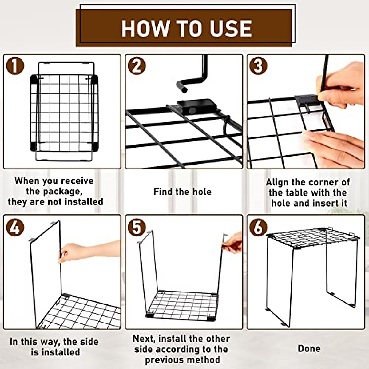 Nuenen Stackable Locker Shelf for School Locker Organizer Shelf Metal Locker Accessories for Home Office School File Document Book Magazine Desktop Decors Supplies, 11.8x9.8x12.99 Inch (Black, 8 Pcs)