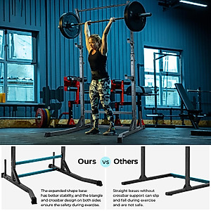 Arlopu Multi-Function Power Squat Rack Cage, Adjustable Bench Press Rack with Pull Up Bar, Squat Stand Full Body Strength Training, Weight Storage Rods, 2 Safety Spotter Arms for Home Gym