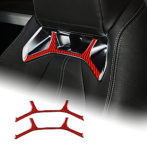 AIRSPEED Car Seat Head Rest Accent Sticker Carbon Fiber Auto Headrest Interior Trim Cover for Toyota Supra GR A90 A91 MK5 2019-2022, Red
