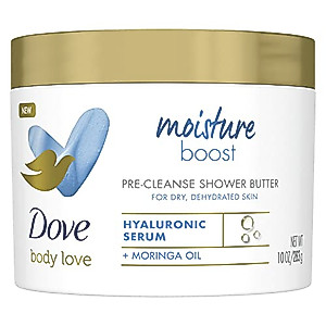 Dove Body Love Shower Cleansing Butter Moisture Boost Cleanser for Dry Skin Silkier than Body Wash with Hyaluronic Acid and Moringa Oil 10 oz