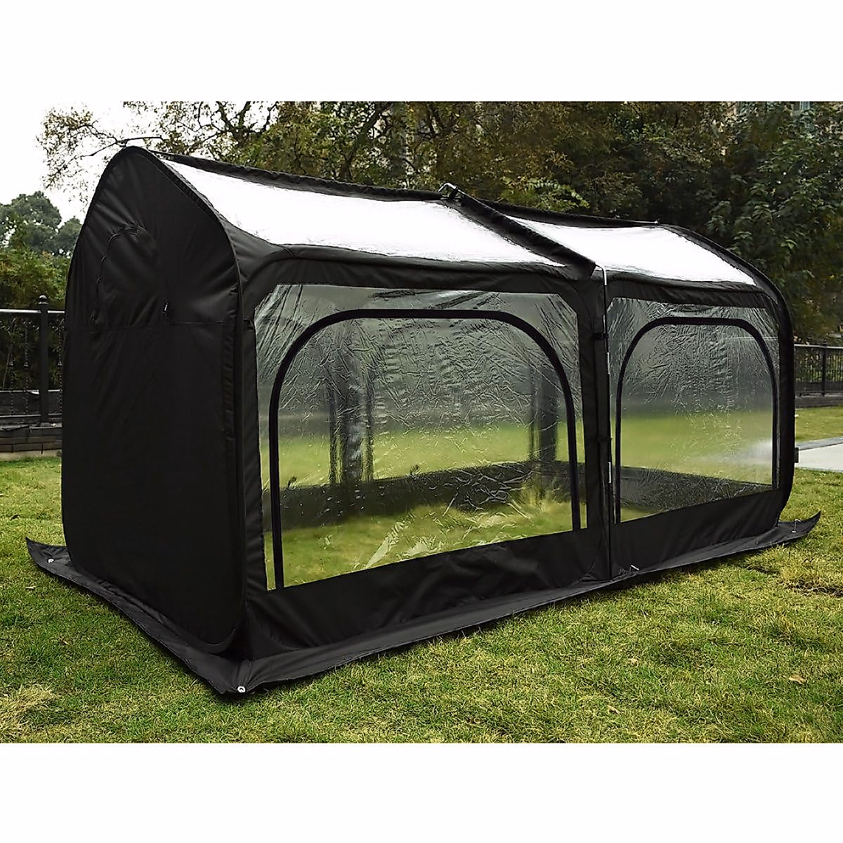 Quictent Greenhouse for Outdoors, Mini Quic-Setup Portable Flower Garden Plant Kit Outside, Heavy Duty Fiberglass Pop-up Frame and Durable Cover W/ Screen Window, 8.2x4.1x4.4 FT, Black